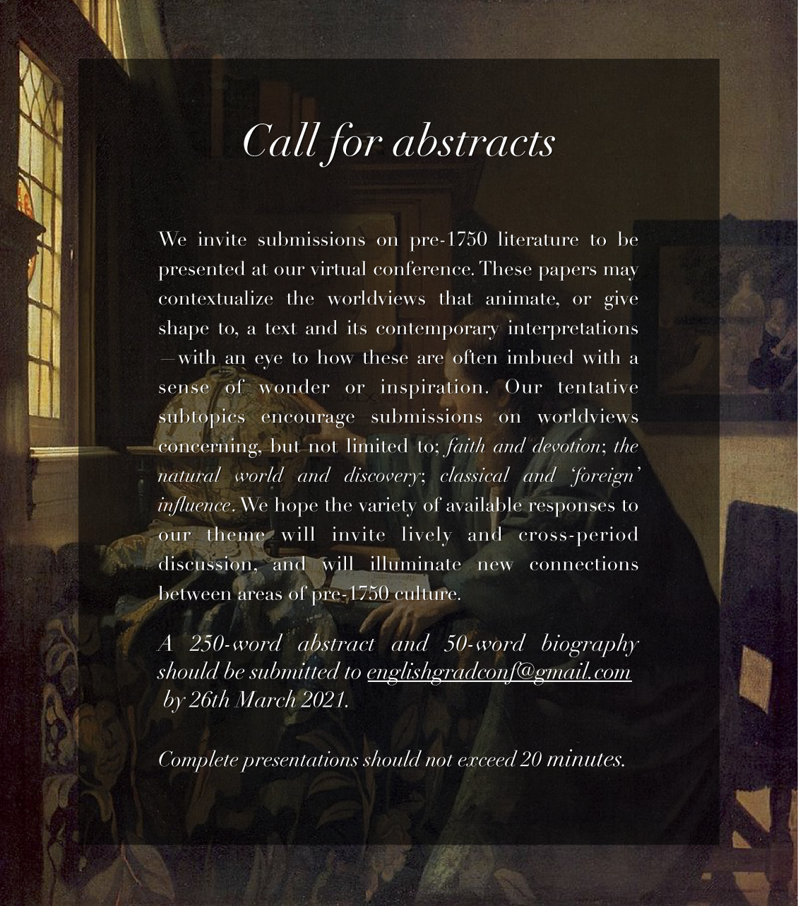 Call for Abstracts – English Graduate Conference 2021